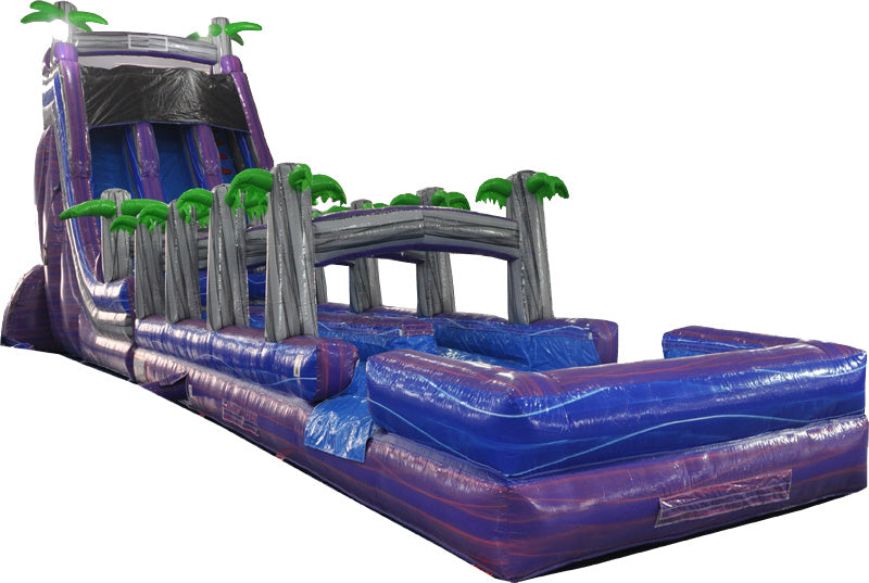 22'H 2-Lane Purple Screamer Slide w/ Slip n Splash – Moonwalk USA