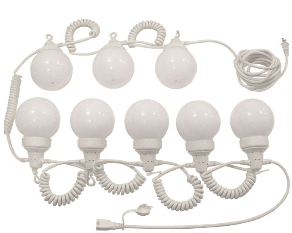 8-Globe Light Set - White Globes with White Curly String Cord ...