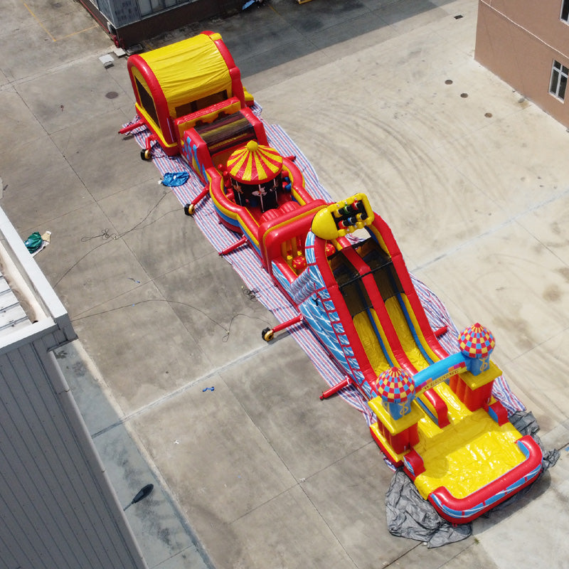 92'L Carnival Obstacle Course with Removable Pool – Moonwalk USA