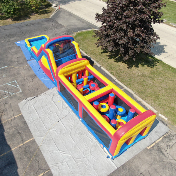 60'Lx12'H Wet n Dry Obstacle Course with Removable Pool – Moonwalk USA