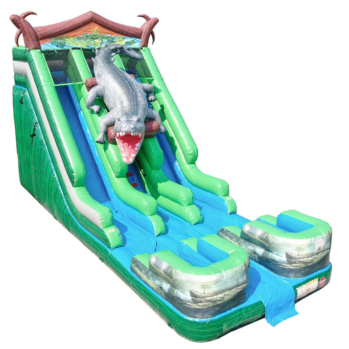 22'H Dual Lane Gator Slide Wet n Dry – Moonwalk USA