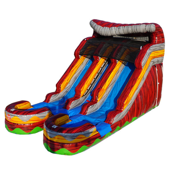 15'H Dual Lane Fire Slide Wet n Dry – Moonwalk USA