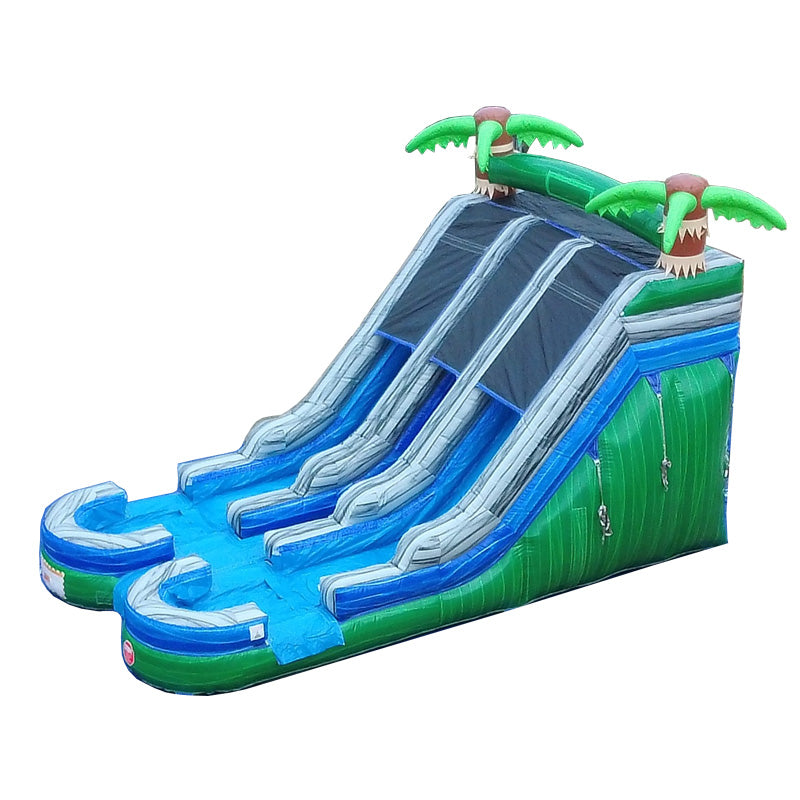 15'H Dual Lane Green Slide Wet n Dry – Moonwalk USA