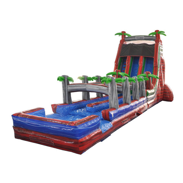 22'H 2-Lane Fire Screamer Slide w/ Slip n Splash – Moonwalk USA