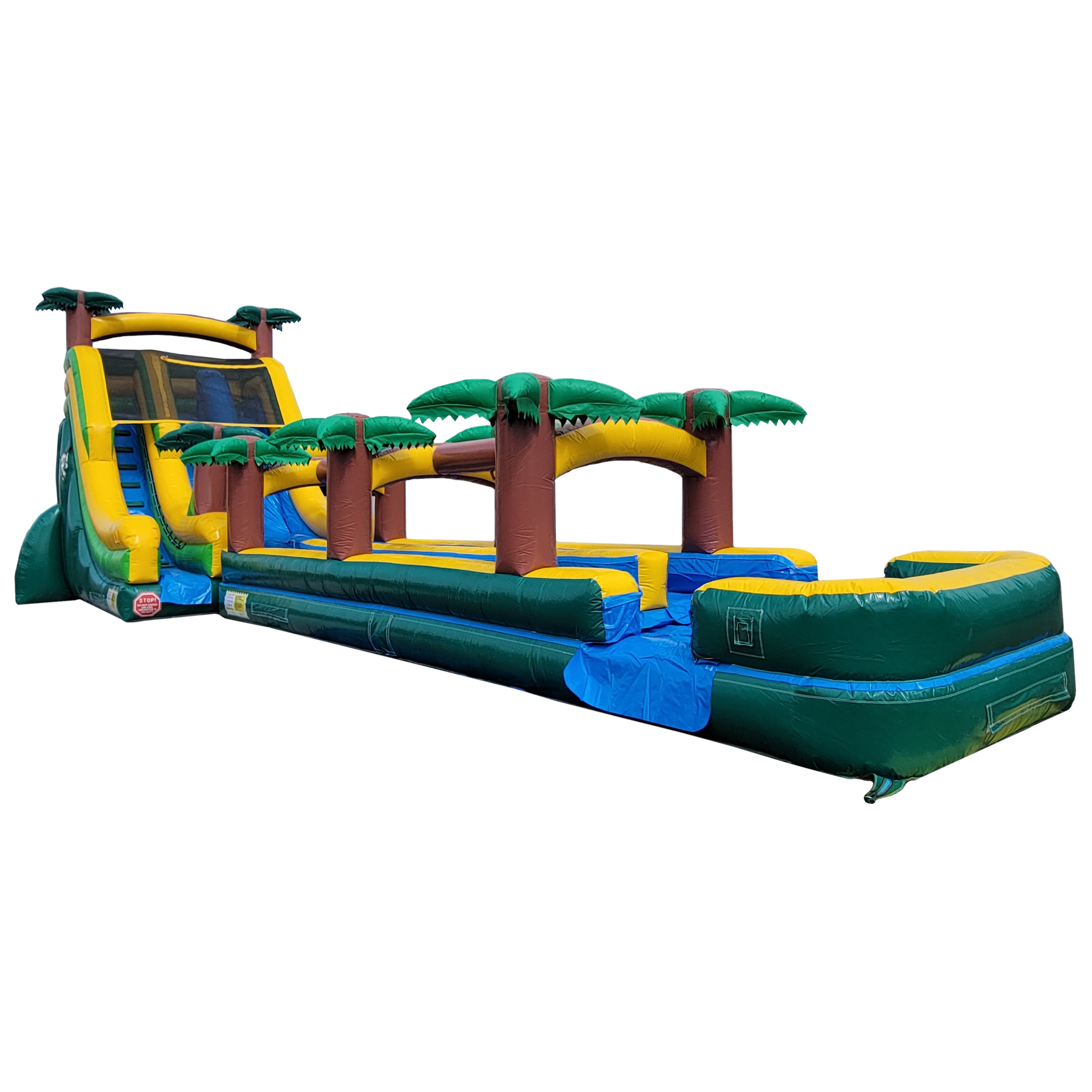 19'H 2-Lane Palm Tree Screamer Slide w/ Slip n Splash – Moonwalk USA