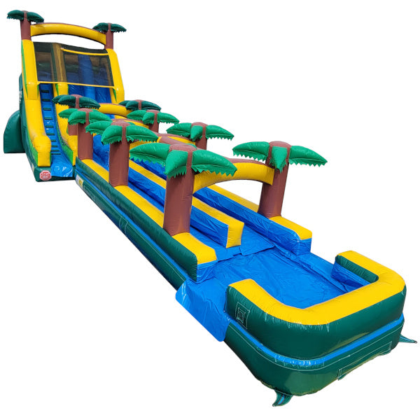 19'H 2-Lane Palm Tree Screamer Slide w/ Slip n Splash – Moonwalk USA